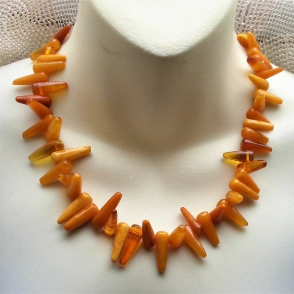 Jewelry | Ussr Baltic Butterscotch Egg Yolk Honey Cone Amber Beaded ...